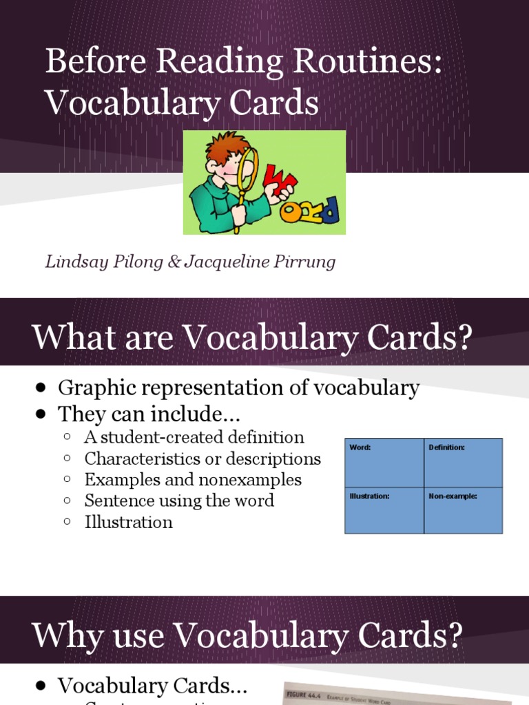 Effective Vocabulary Cards for Classrooms | PDF | Career & Growth ...