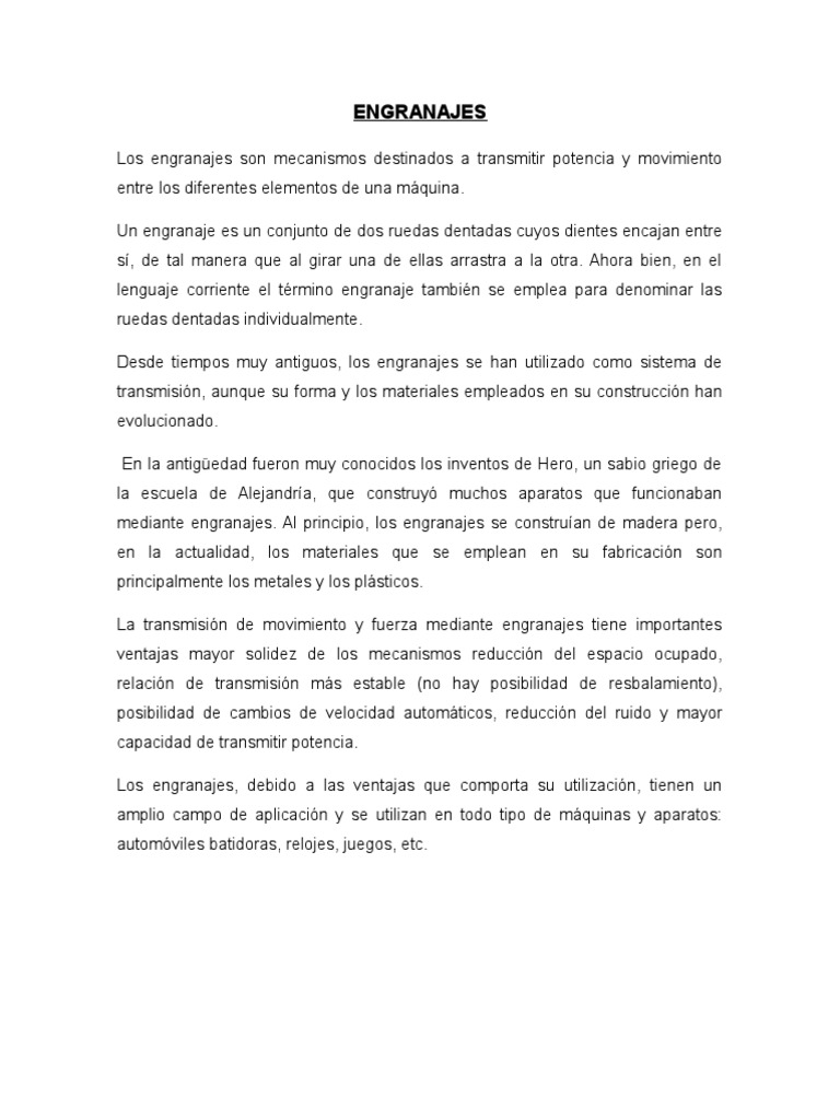 Teoria Engranajes Pdf Engranaje Transmisión Mecánica