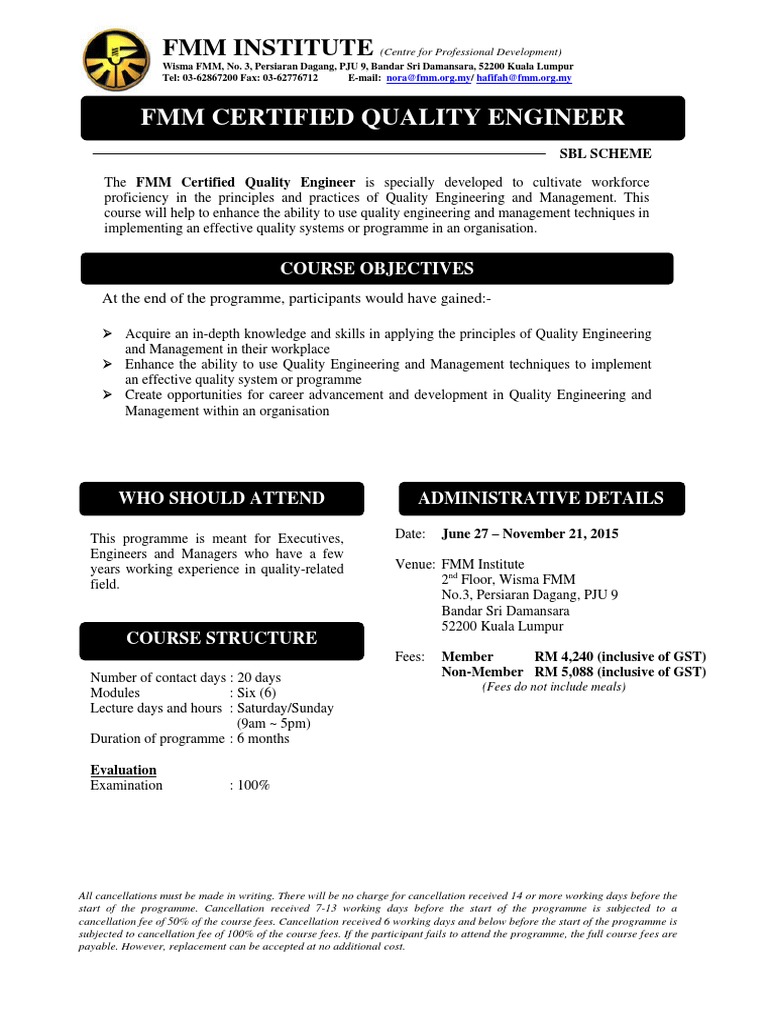 FMM Certified Quality Engineer | PDF | Statistics | Business