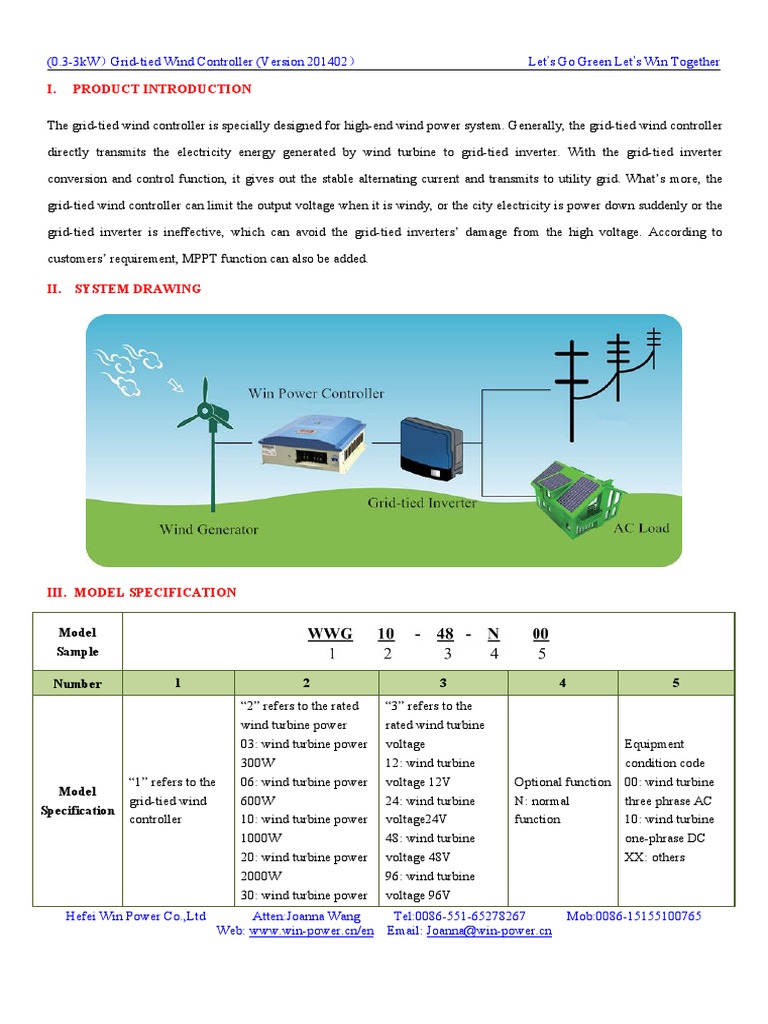 (0.3-3kW) Grid-Tied Wind Controller | PDF | Wind Power | Power Inverter