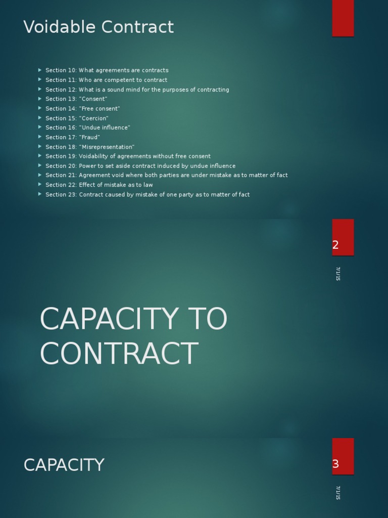 Lecture 7 - Voidable Contract | PDF | Law Of Obligations | Common Law