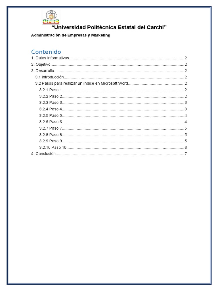 Pasos para Hacer Un Indice en Microsoft Word | PDF | Ventana ...