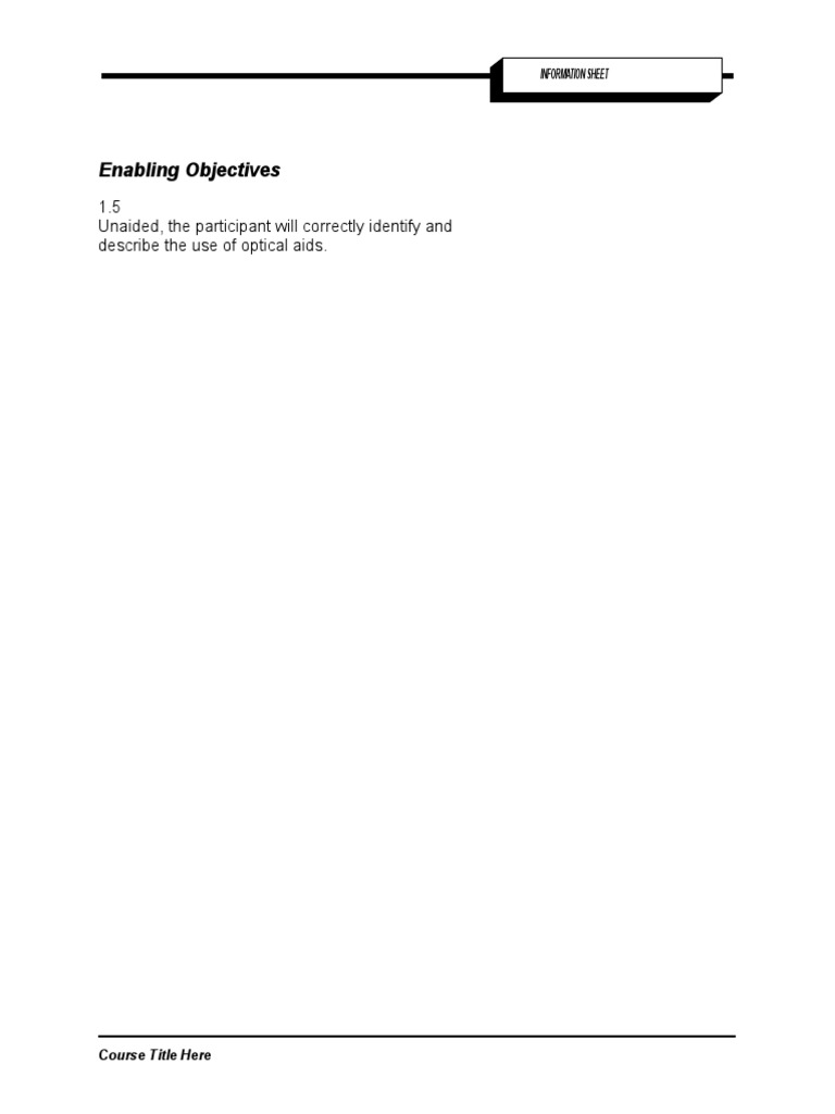 04-Use of Optic Aids Info Sheets | PDF | Telescopic Sight | Lens (Optics)