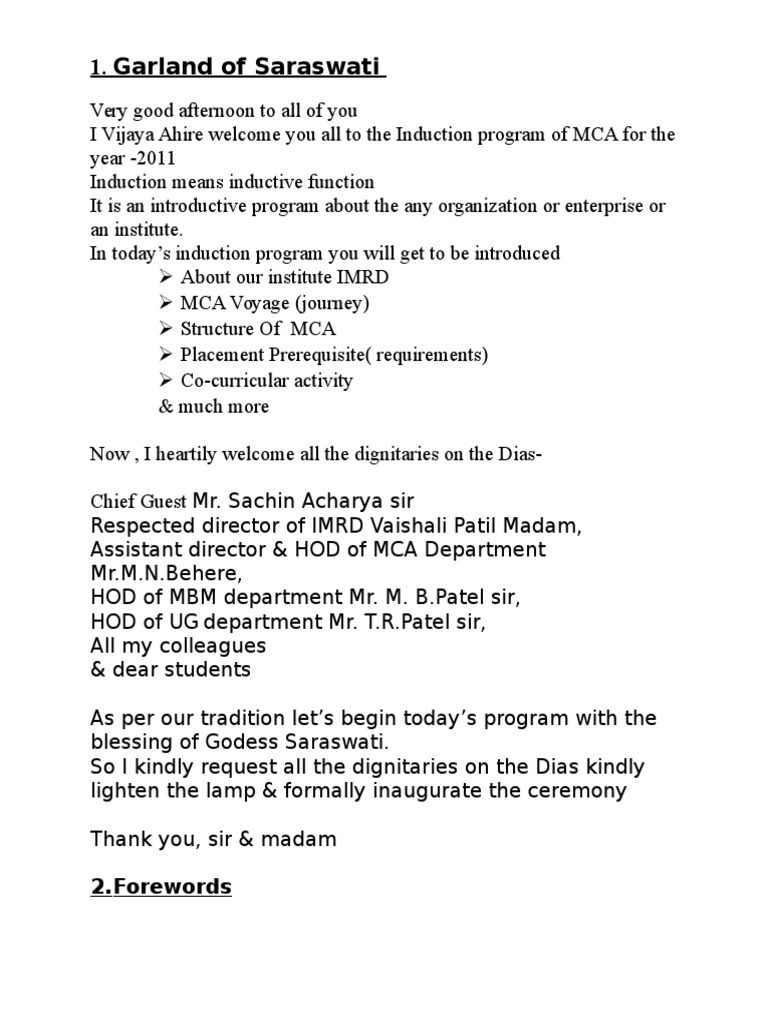 Induction Speech | PDF