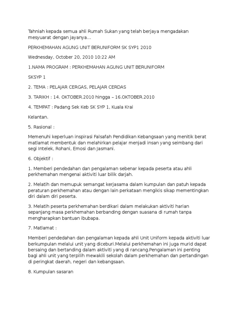 Perkhemahan Sekolah - Format Surat | PDF