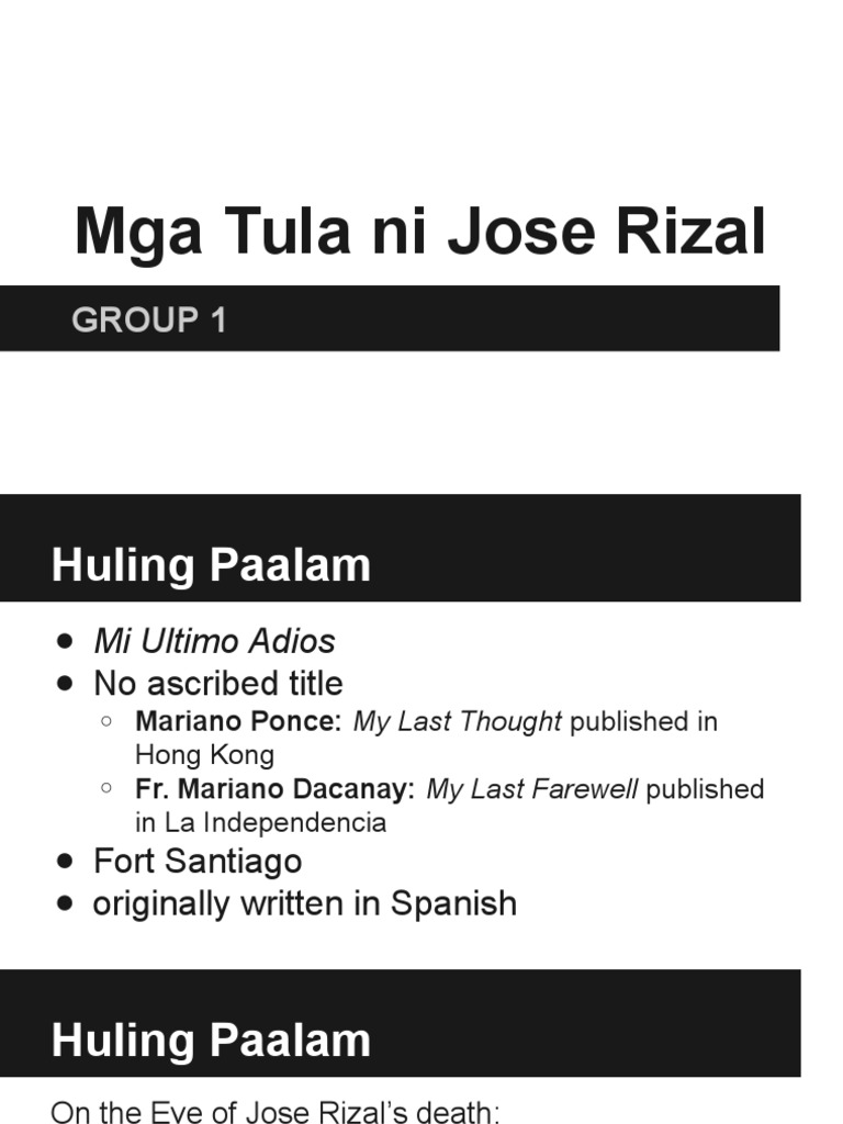 Mga Tula Ni Jose Rizal | PDF | Spanish Language Literature | Philippines