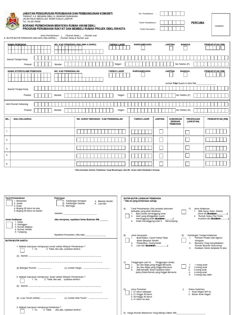 Borang Sewa Dan Beli DBKL | PDF