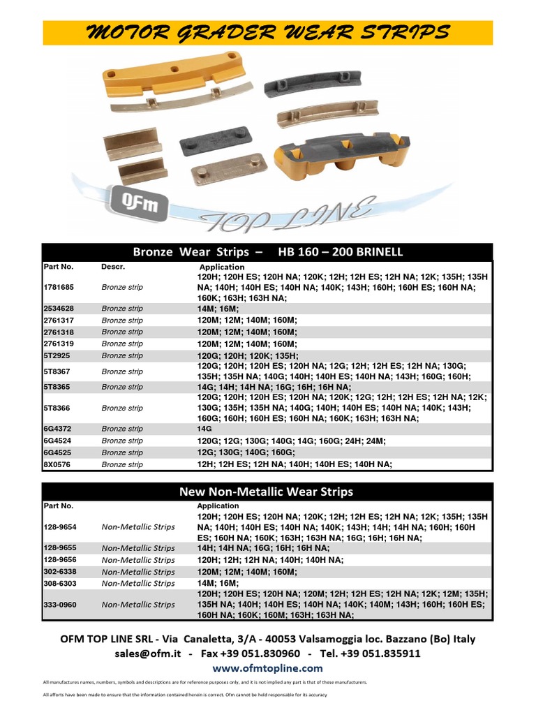 Motor Grader Bronze Wear Strips | PDF