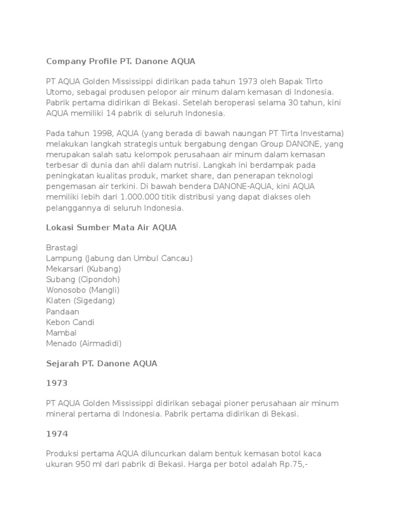 PT Danone Aqua | PDF