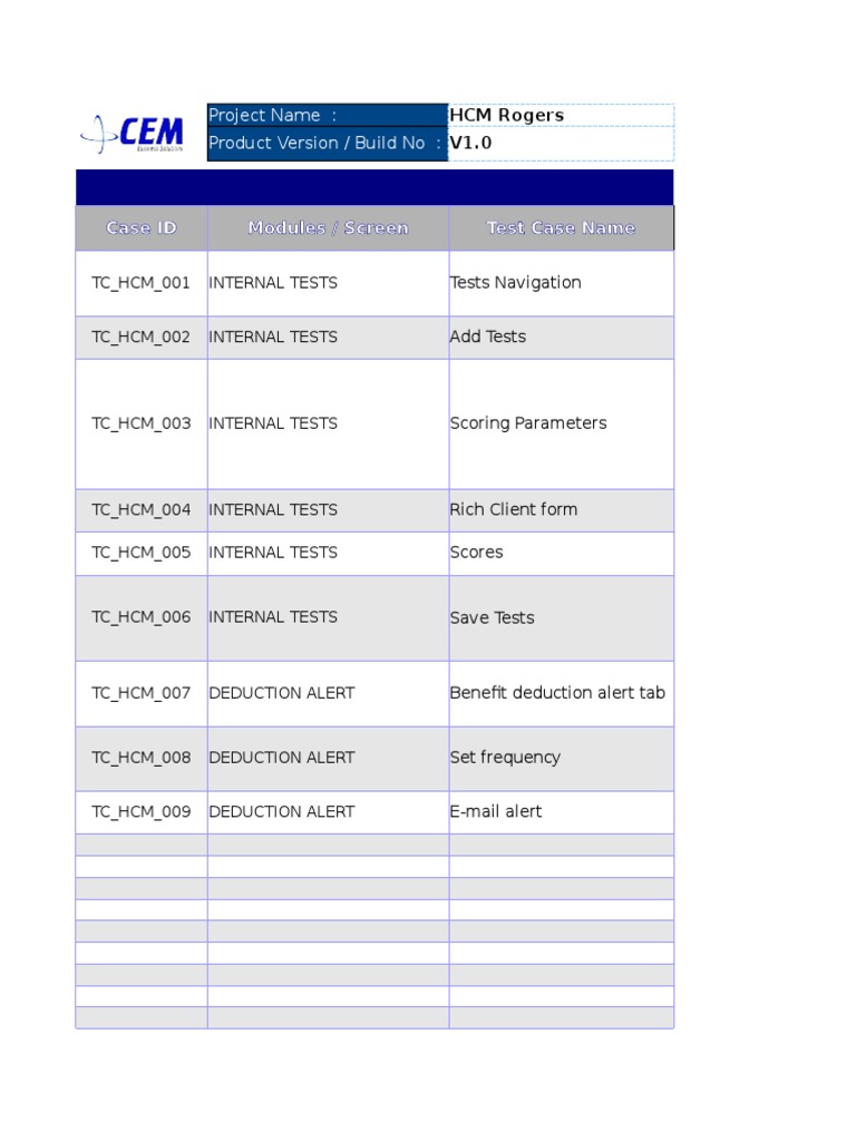 HCM Rogers Test Cases Overview | PDF | Computers