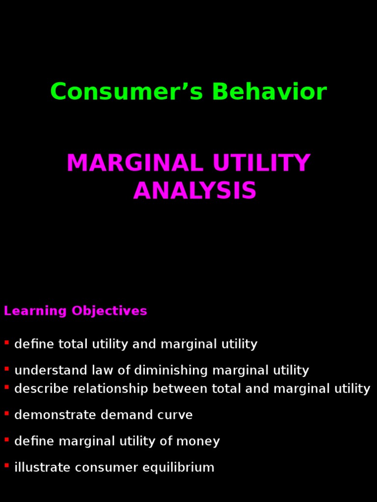 Marginal Utility Analysis | PDF | Utility | Marginal Utility