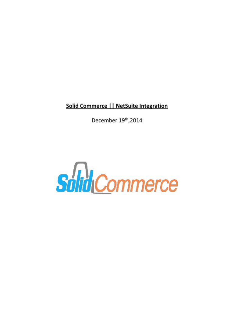 Solid Commerce NetSuite Integration | PDF | Computing | Computer Data