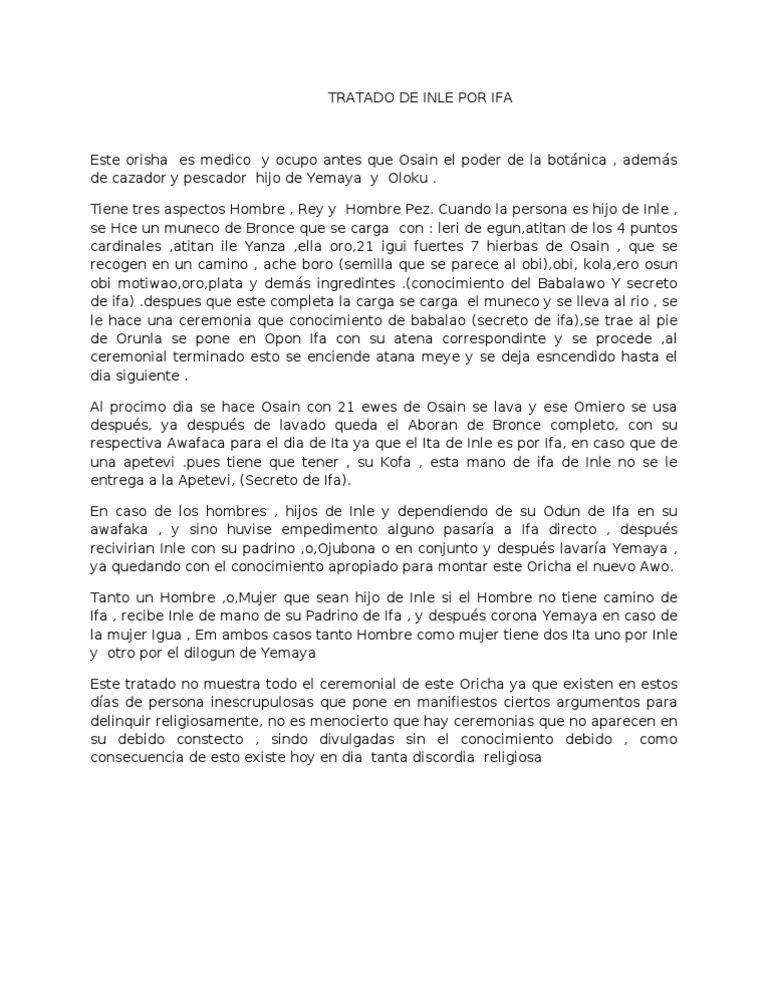 Tratado de Inle Por Ifa | PDF | Religión y espiritualidad