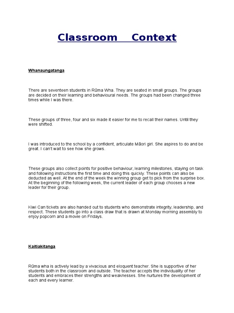 Classroom Context | PDF | Classroom | Learning