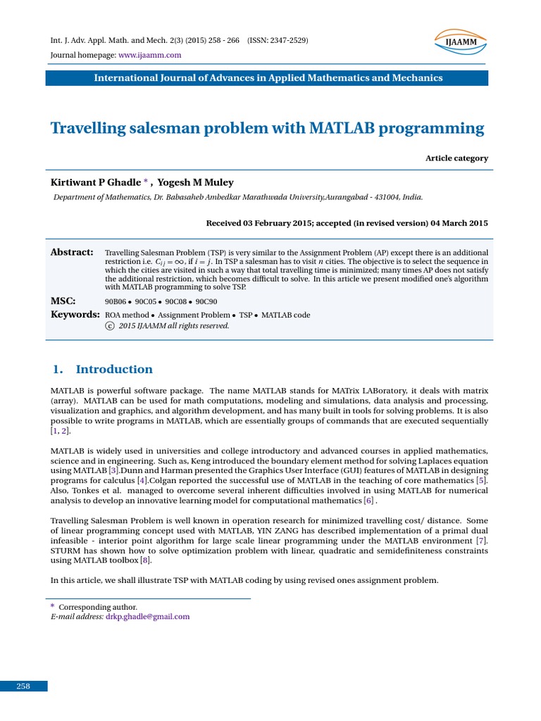 TSP Wirh Matlab | PDF | Array Data Structure | Matrix (Mathematics)