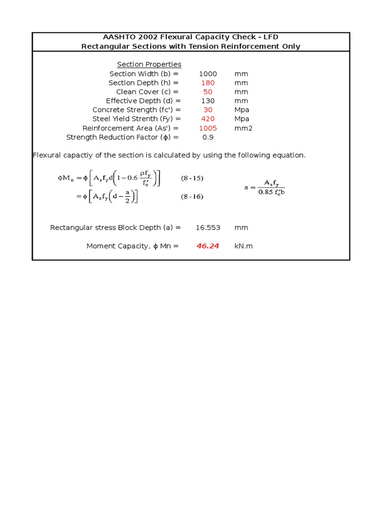 AASHTO 2002-LFD Flexural Capacity | PDF | Strength Of Materials ...