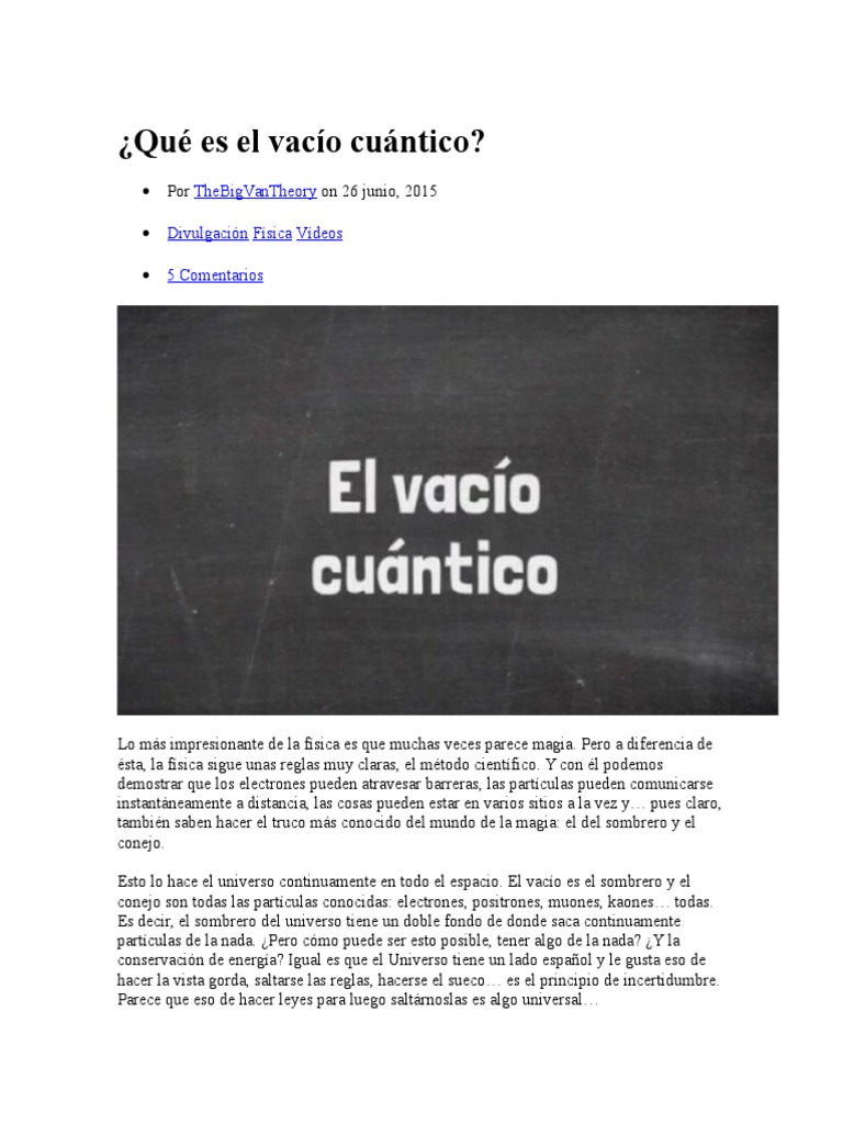 Qué Es El Vacío Cuántico | PDF | Fotón | Electrón