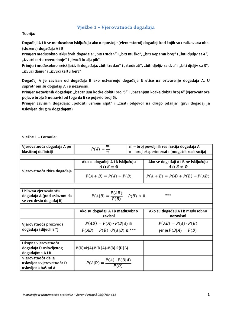Matematska Statistika - Teorija I Formule | PDF
