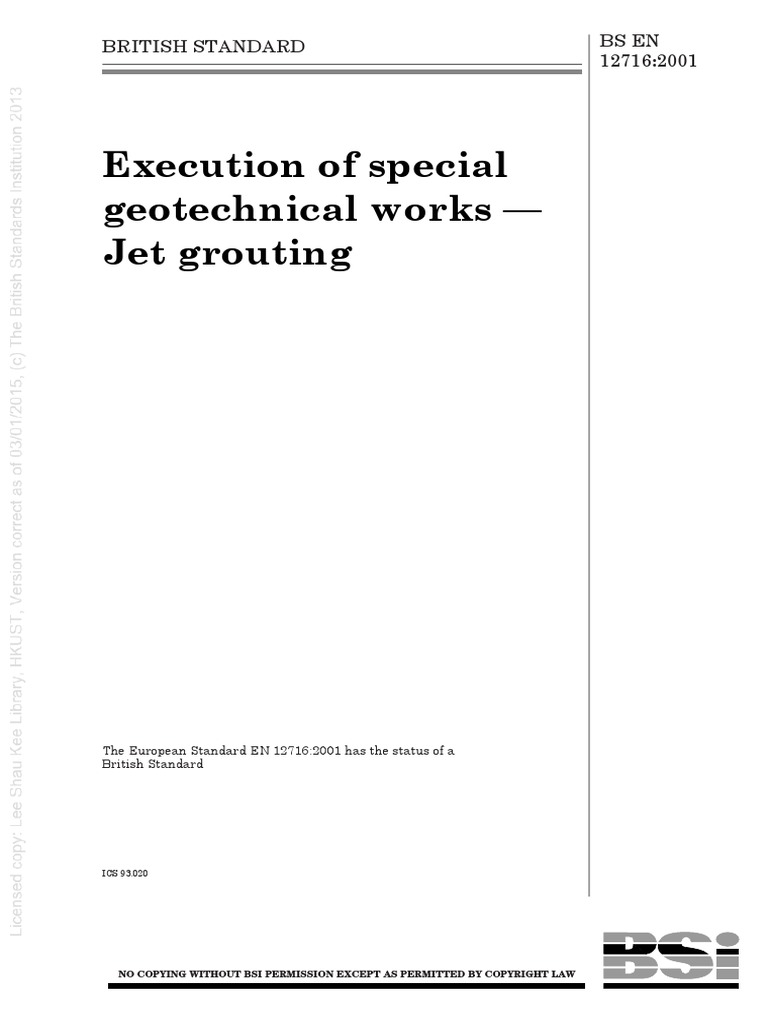 BS en 12716-2001 - Execution of Special Geotechnical Works - Jet ...