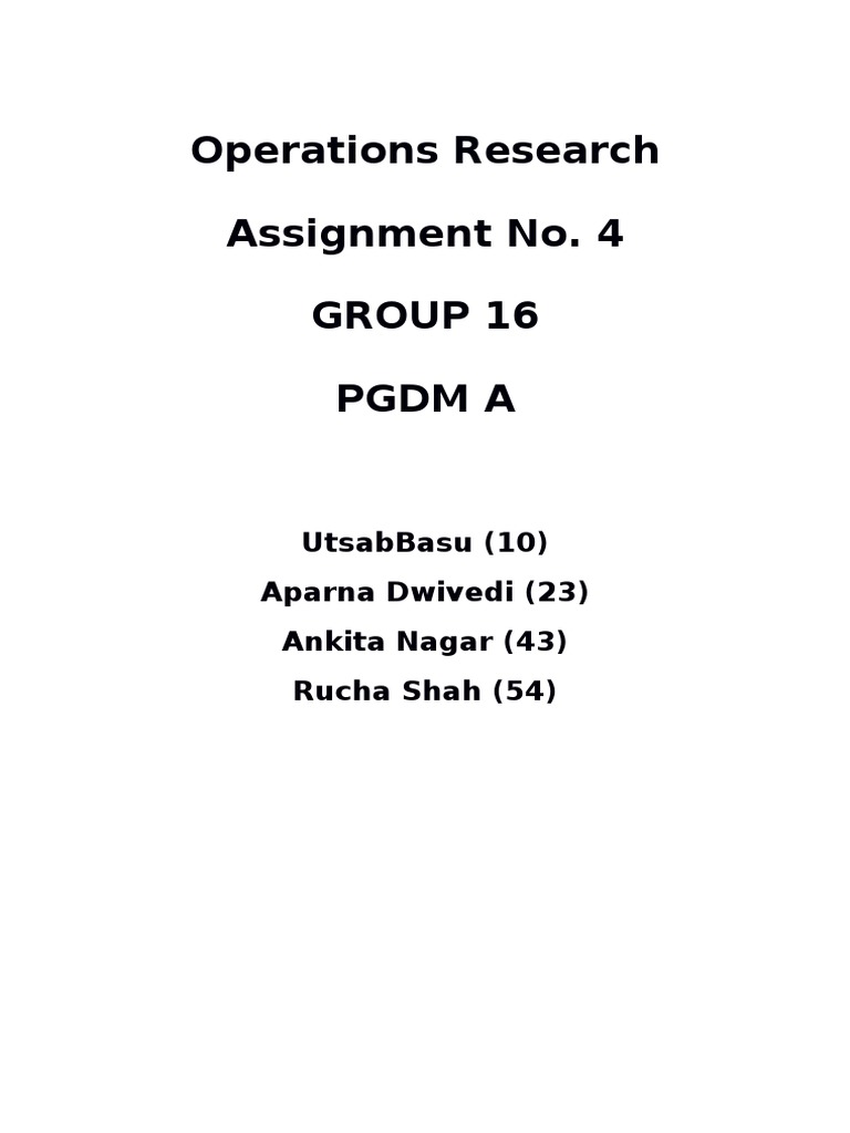 Operations Research Assignment Analysis | PDF | Computers