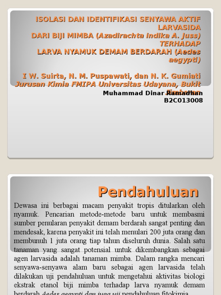 Isolasi Dan Identifikasi Senyawa Aktif Larvasida | PDF