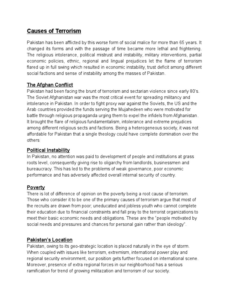 Causes and Effects of Terrorism | PDF | Pakistan | Violence