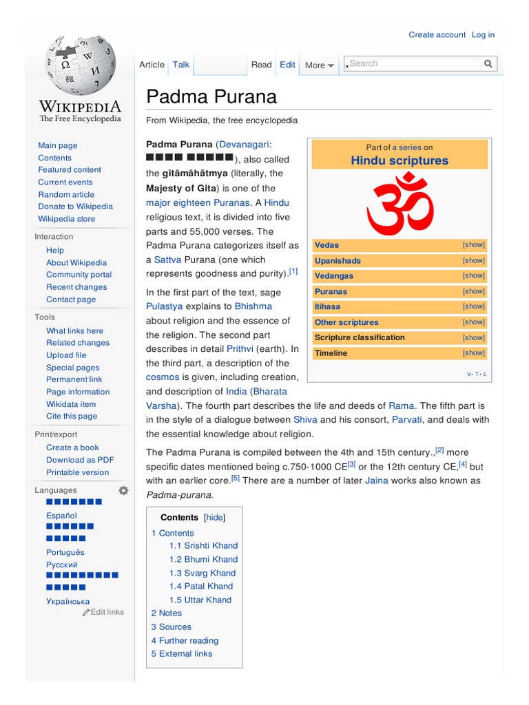 Padam Purana | PDF | Puranas | Hindu Philosophy