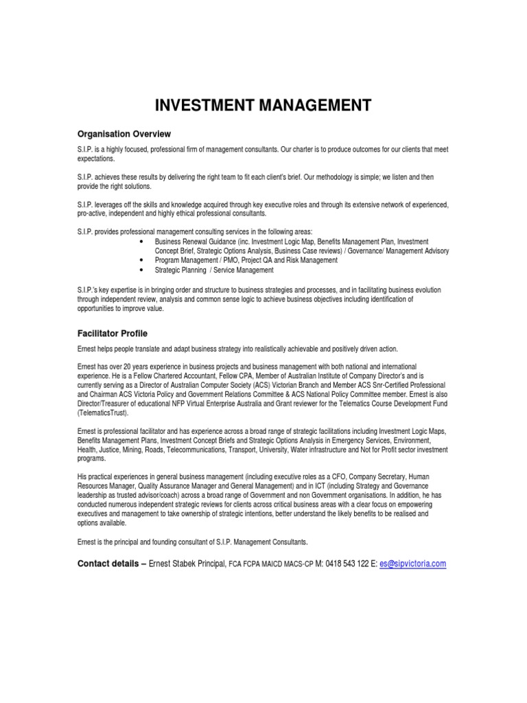 Investment Management | PDF | Strategic Management | Governance