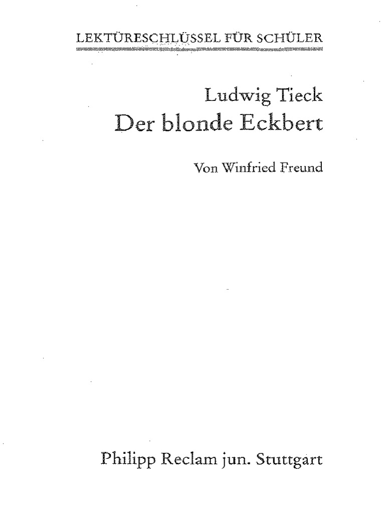 Rezeption Und Kritik • Der Blonde Eckbert – TPLD