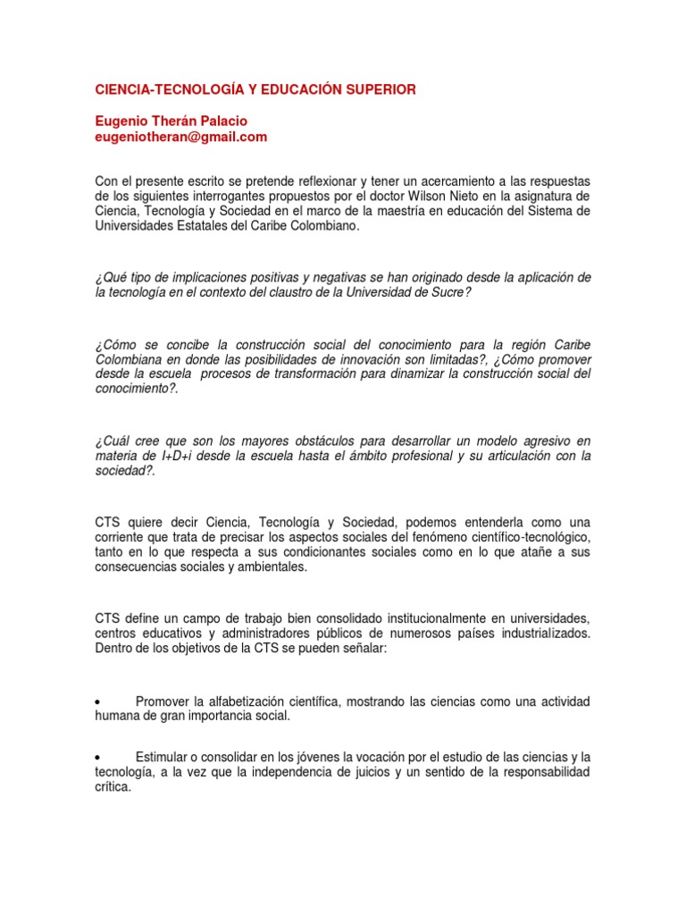 CIENCIA Tecnologia y Educación Superior | PDF | Science | Conocimiento