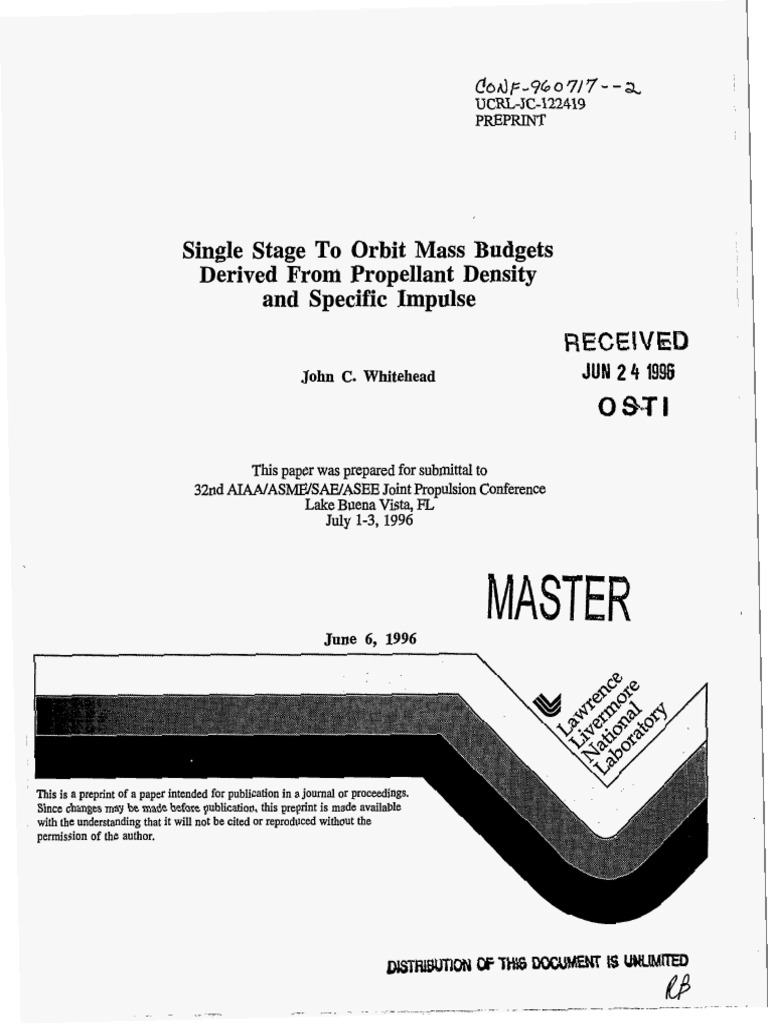 SSTO Mass Budgets From Propellant Density and Isp | PDF | Rocket ...
