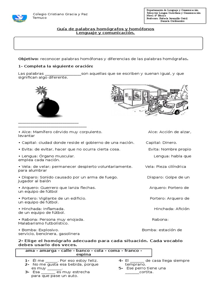 Ejercicios de Homógrafos y Homófonos | PDF | ensalada | Alimentos