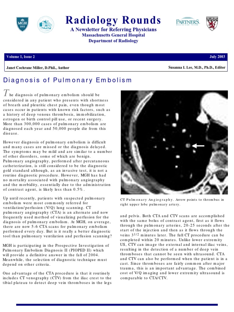 Radiology Rounds of PE | PDF | Ct Scan | Angiography