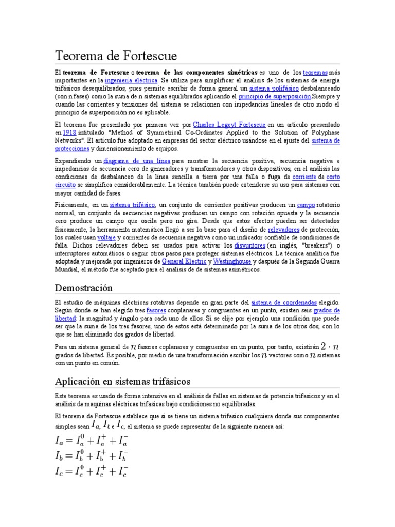 Teorema de Fortescue | PDF | Electromagnetismo | Ingenieria Eléctrica