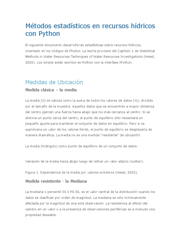 Métodos Estadísticos en Recursos Hídricos Con Python | PDF | Mediana ...