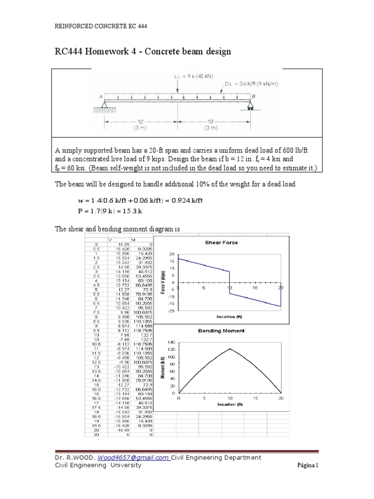 RC444 Homework 4 - Concrete Beam Design | PDF | Beam (Structure ...