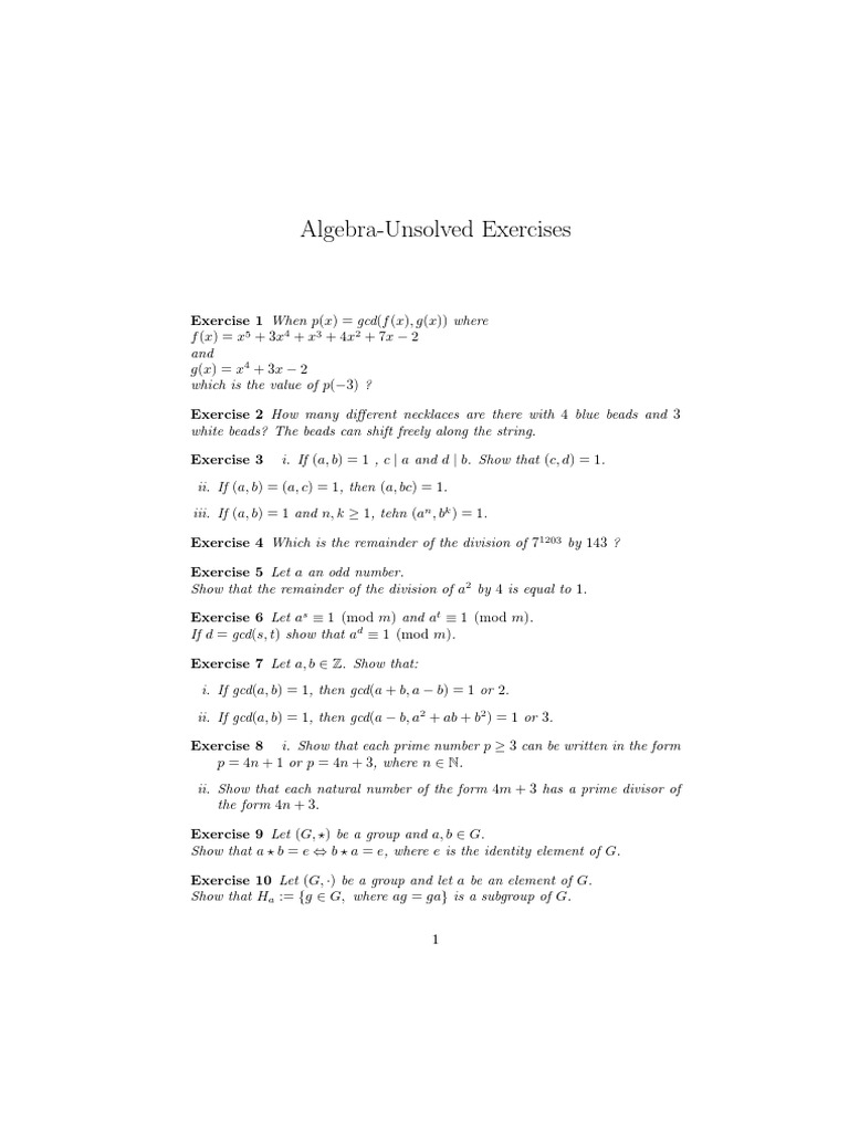 Algebra Unsolved | PDF