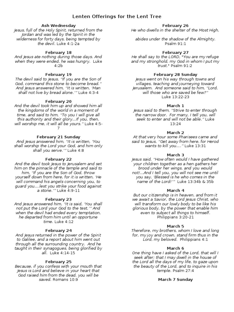 Lenten Offerings | PDF | Gospel Of Luke | Lent