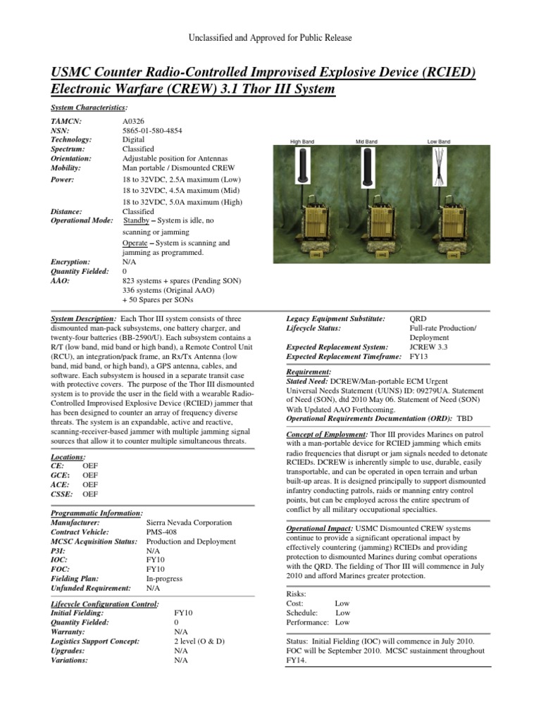Thor III RCIED Jammer Overview | PDF | Improvised Explosive Device ...