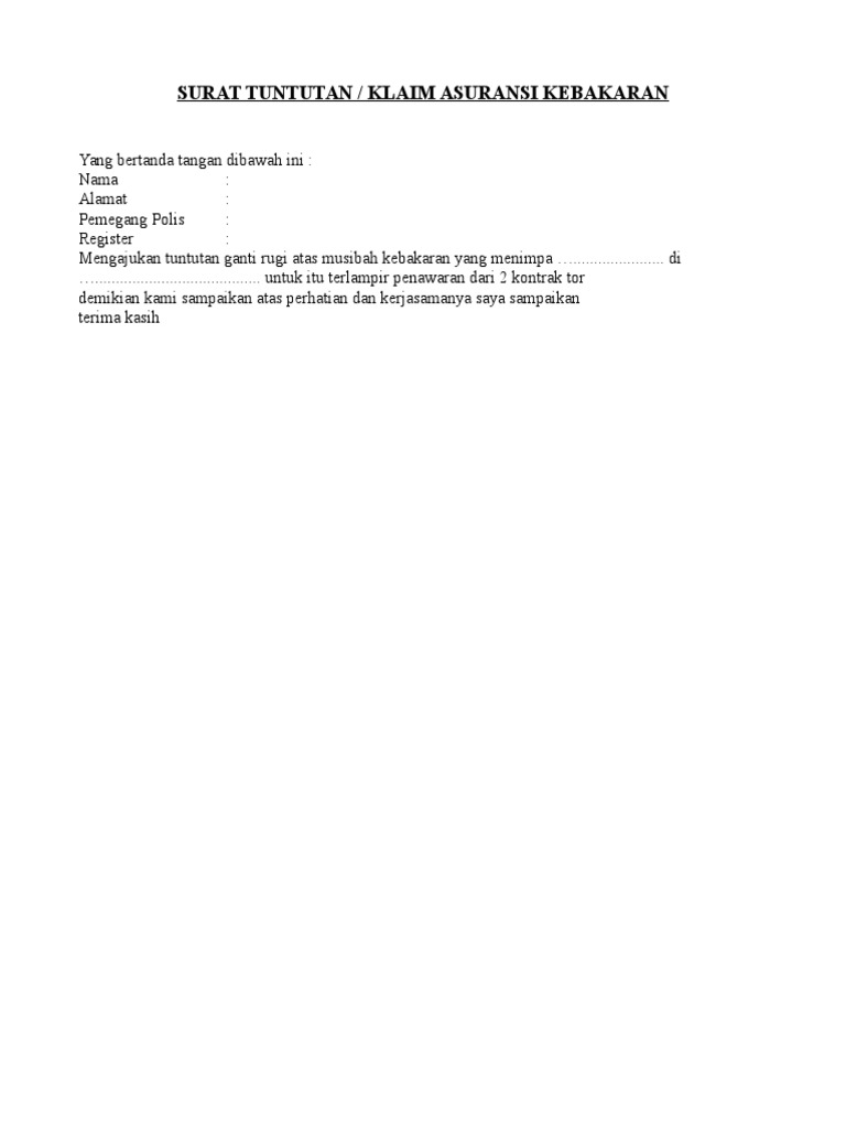 Surat Tuntutan Klaim Asuransi | PDF