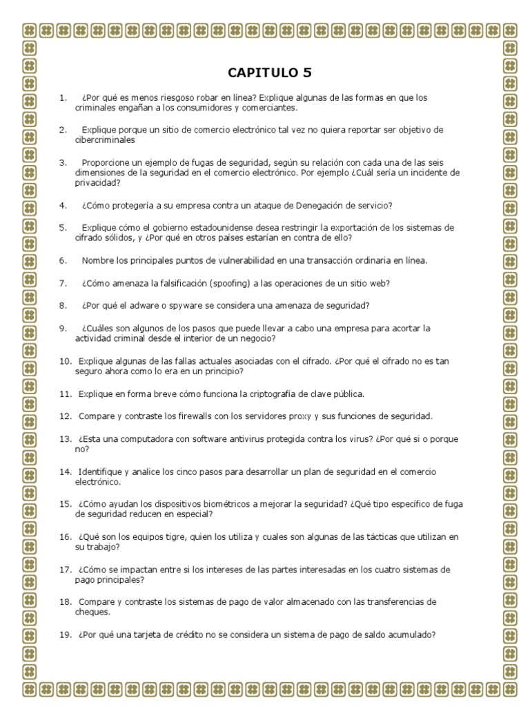 Guia Capitulo 5 | PDF | Tarjeta de crédito | Criptografía