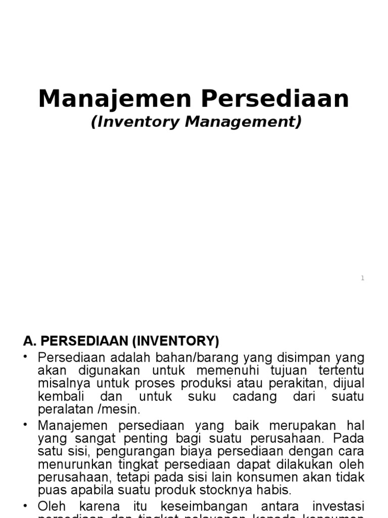Manajemen Persediaan (Inventory Management) | PDF
