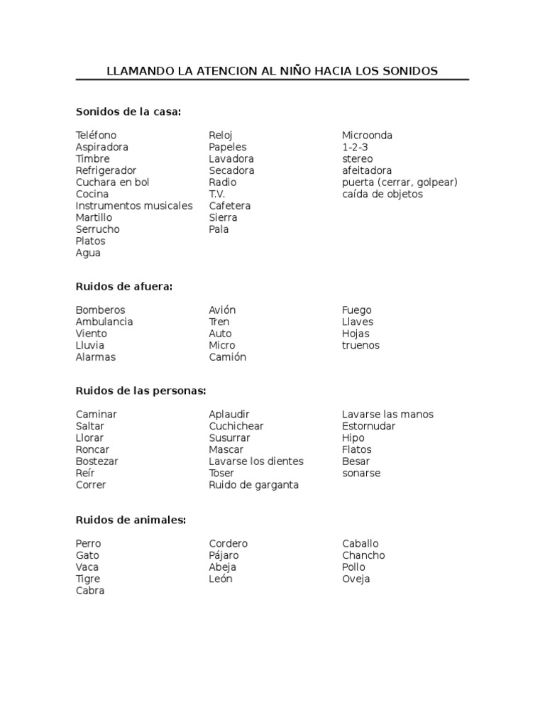 Lista de Chequeo de Sonidos Ambientales | PDF