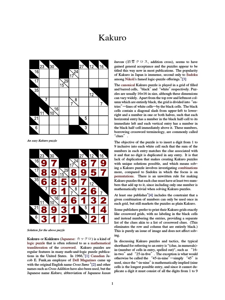 Kakuro | PDF | Computational Problems | Theoretical Computer Science