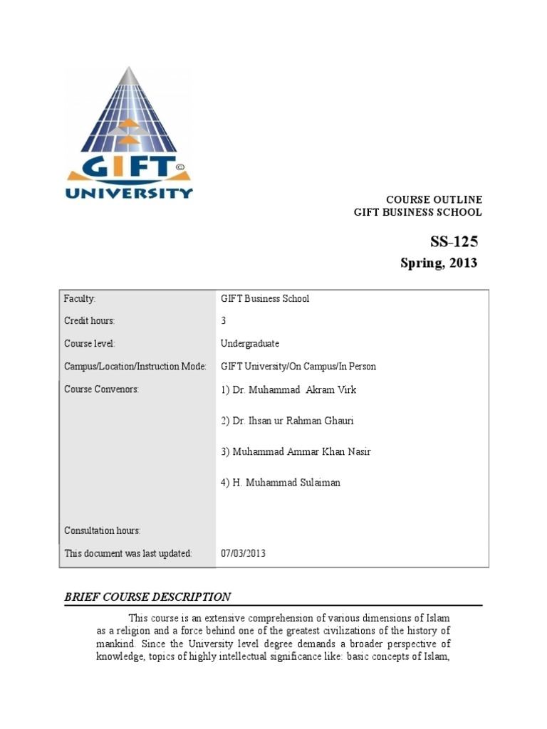 Islamic Studies - Course Outline | PDF | Sharia | Western Philosophy