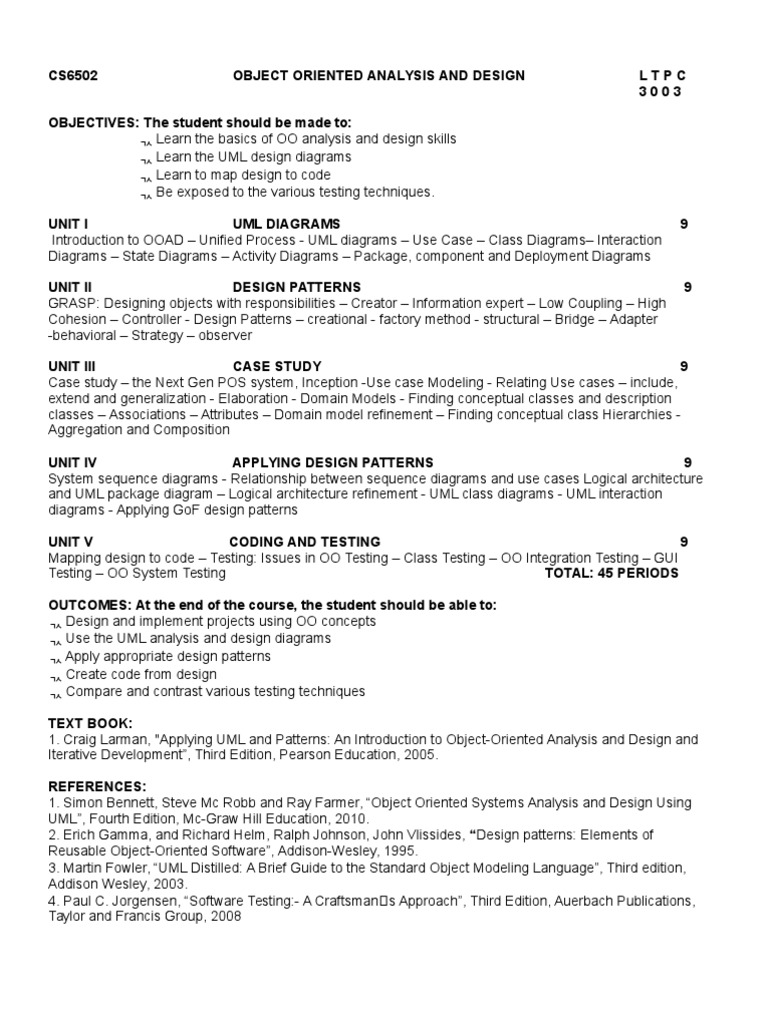 Object-Oriented Analysis & Design Course | PDF | Unified Modeling Language | Object Oriented ...