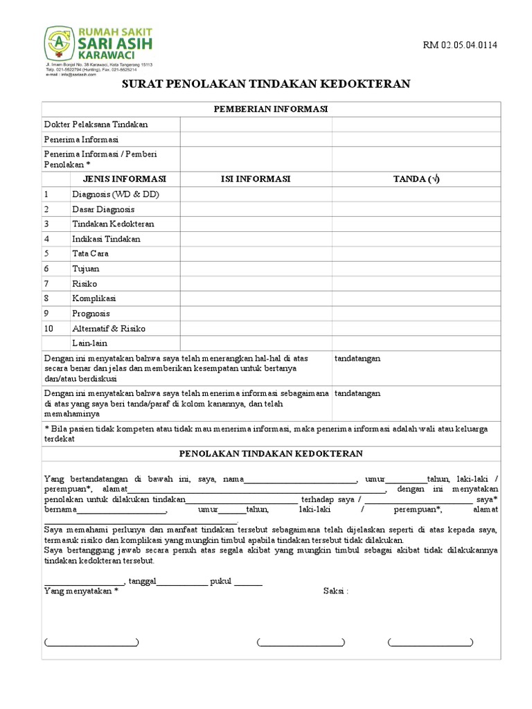 Form Tindakan & Form Laporan Operasi | PDF