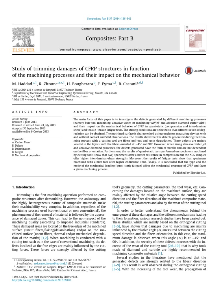 Study of Trimming Damages of CFRP Structures in Function of The ...
