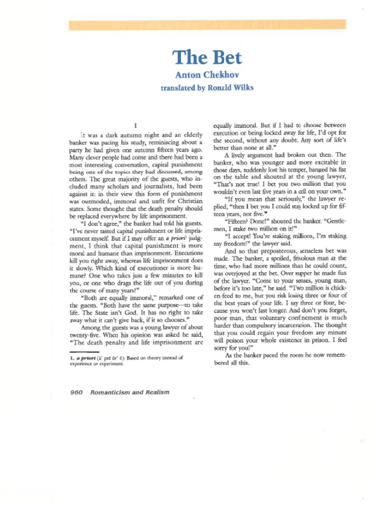 Chekhov The Bet PDF | PDF