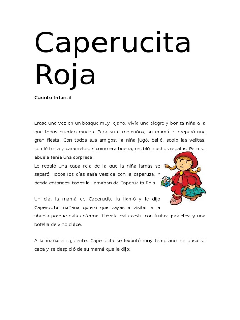 El Texto Narrativo Cuentos Caperucita Roja